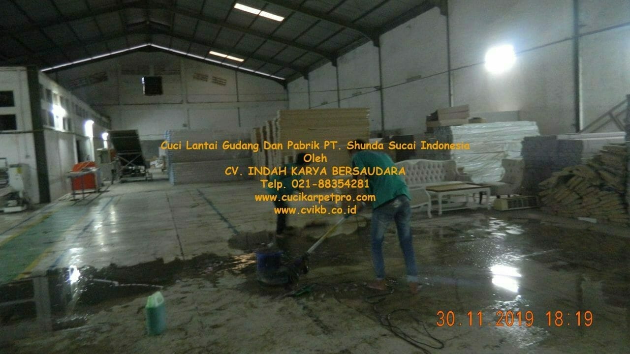 Cuci Lantai Gudang Dan Pabrik PT Shunda Sucai Indonesia